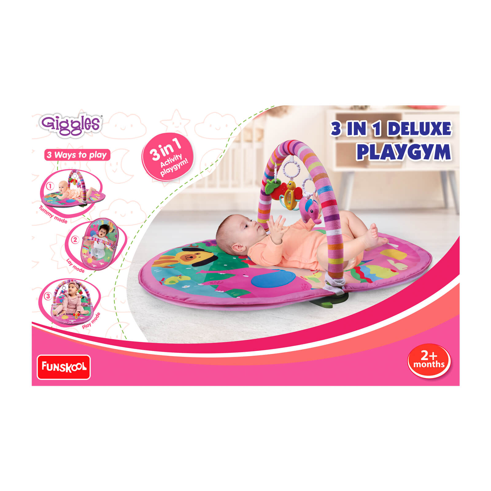 3 IN 1 DELUXE PLAY GYM - PINK - Funskool