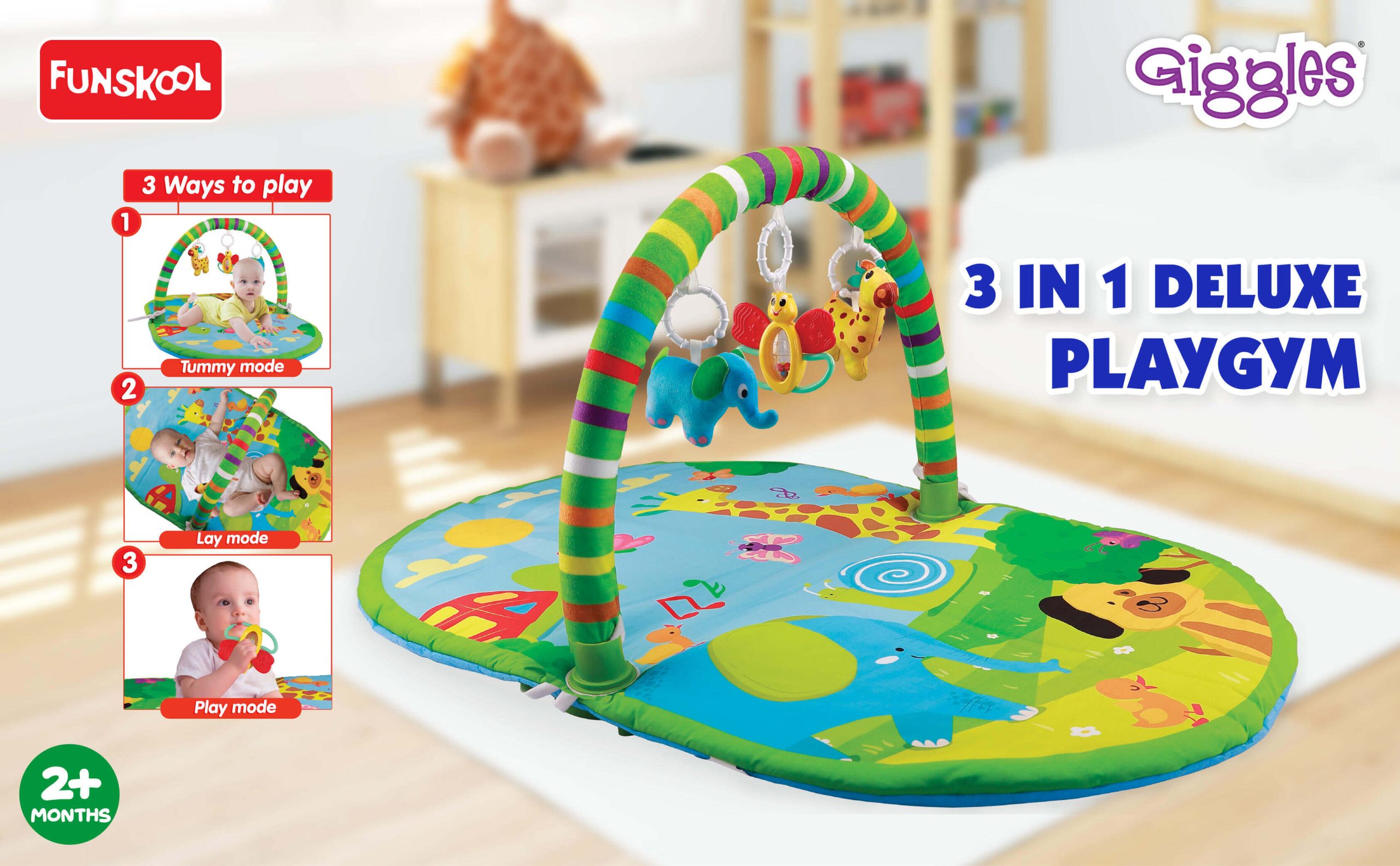 3 IN 1 DELUXE PLAY GYM - PINK - Funskool