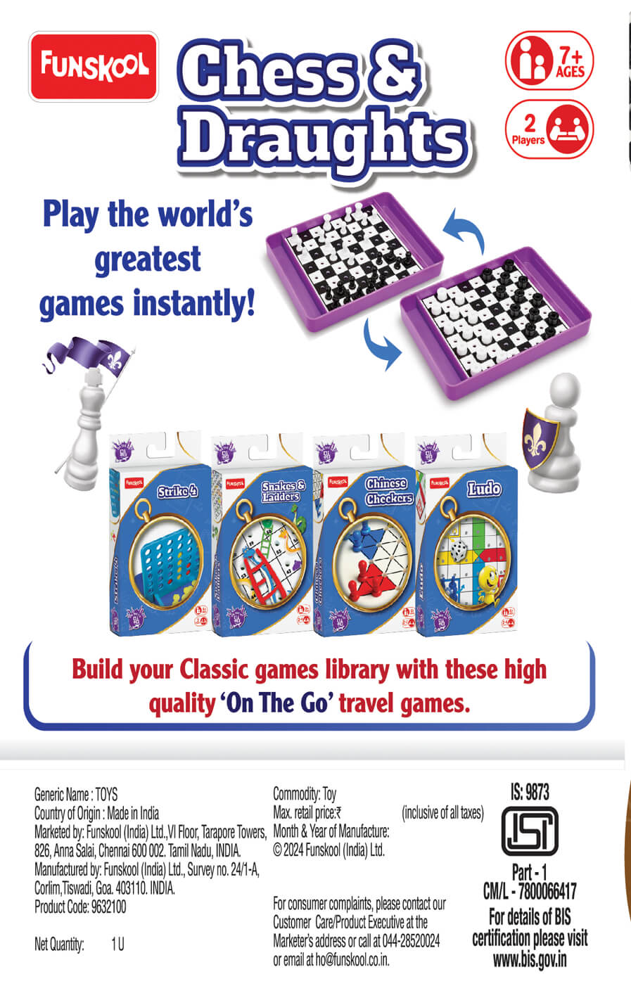 TRAVEL CHESS & DRAUGHTS - Funskool