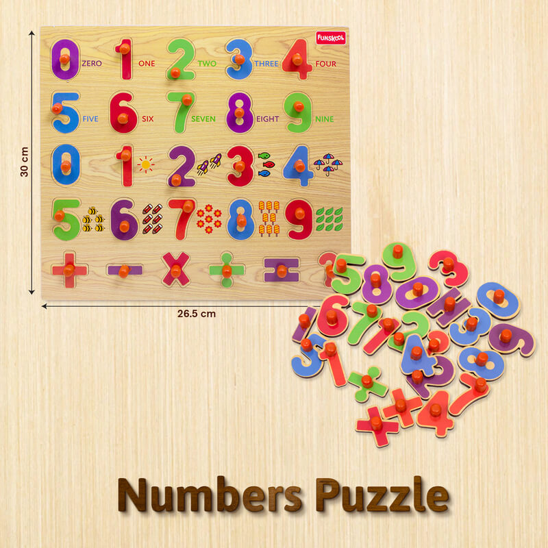 NUMBERS WOODEN PIECES PUZZLE - Funskool