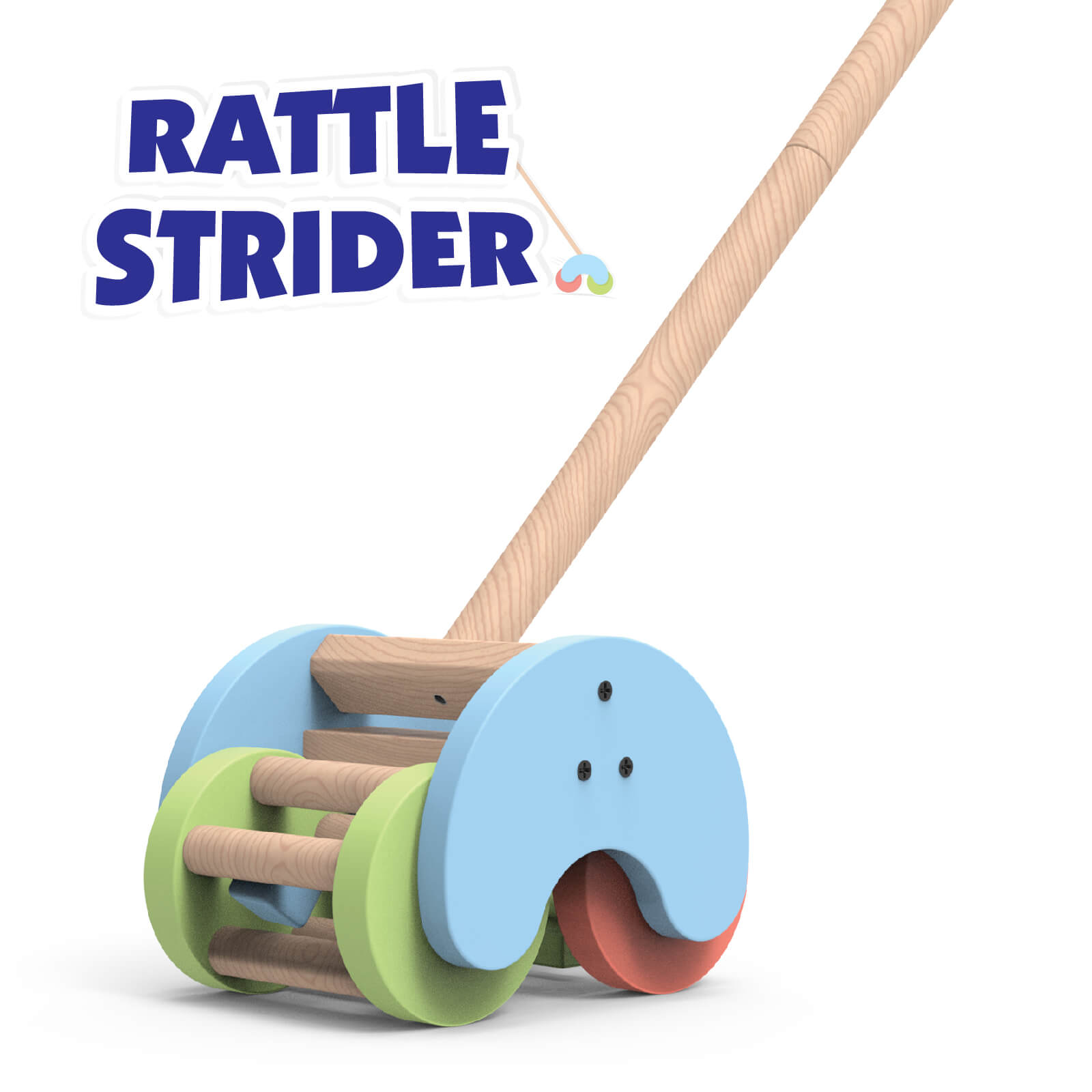 RATTLE STRIDER - WOODEN PUSH ALONG - Funskool