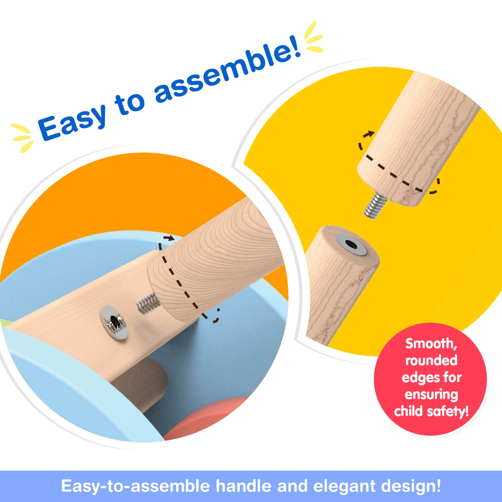 RATTLE STRIDER - WOODEN PUSH ALONG - Funskool